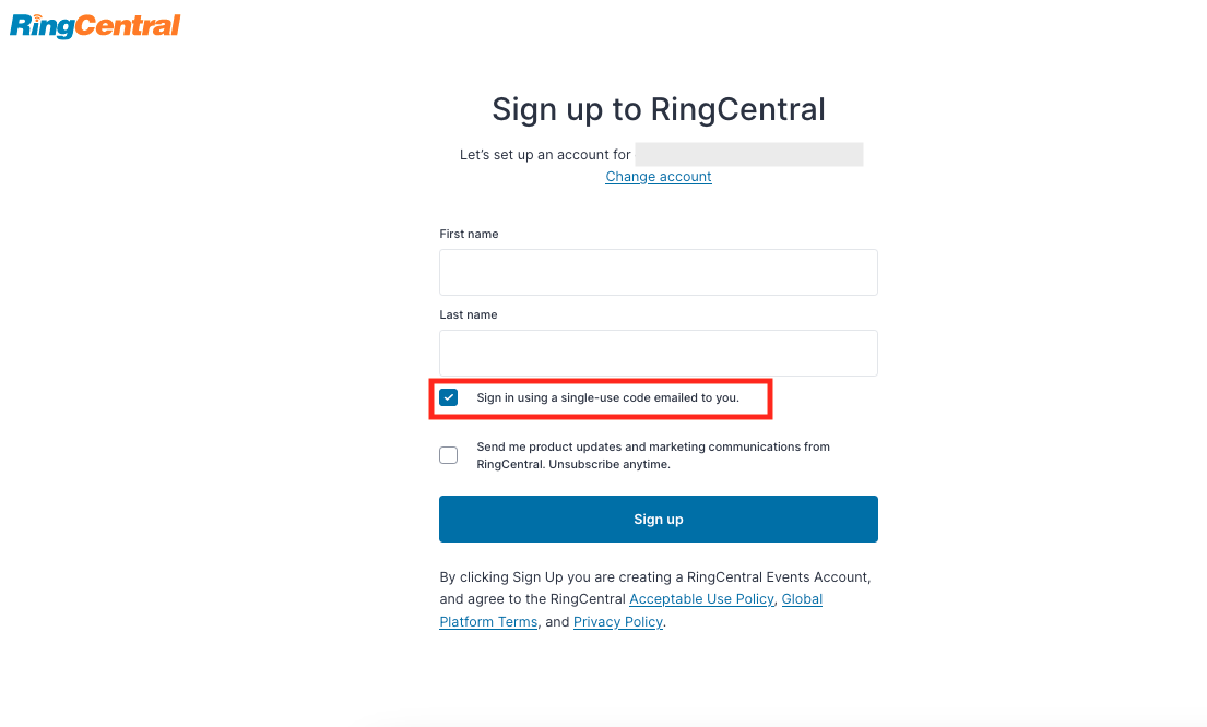 your single use code