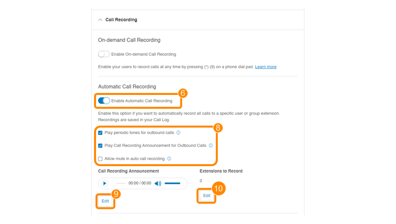 how to set up automatic calling